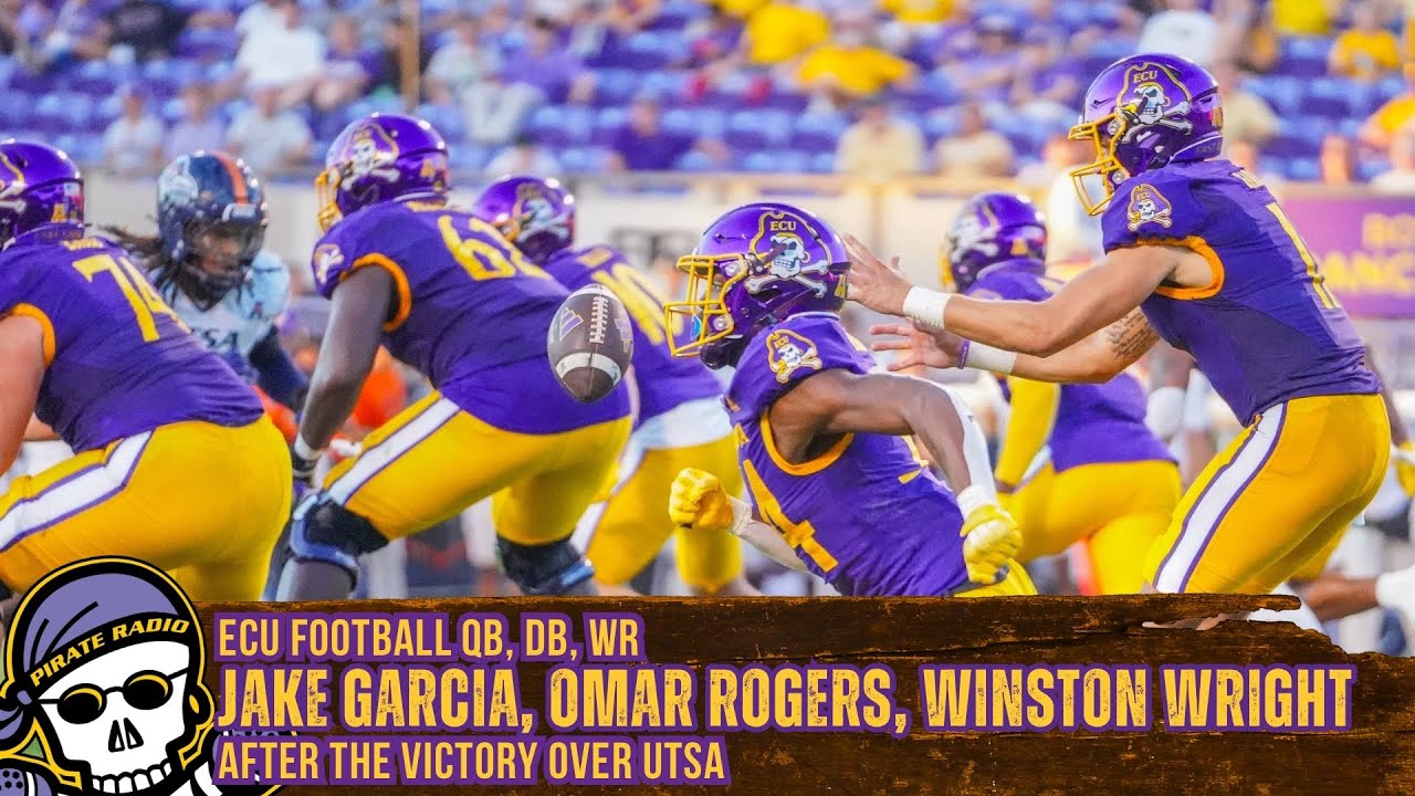 ECU Football QB Jake Garcia, DB Omar Rogers, WR Winston Wright after the win over UTSA - YouTube