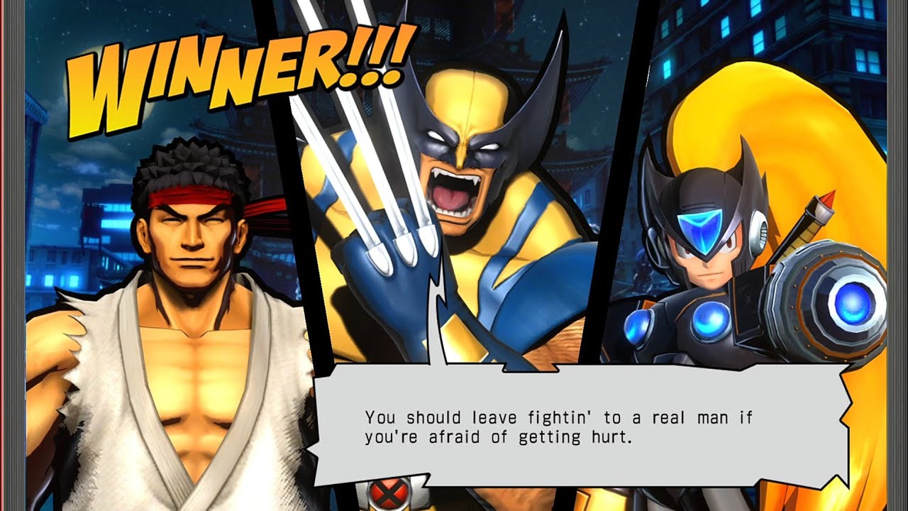 ULTIMATE MARVEL VS. CAPCOM 3 Ryu, Wolverine, and Zero Arcade Mode ...