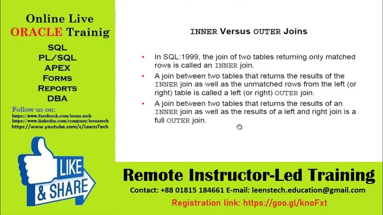 Oracle 12c Sql Workshop Sl 44 Outer Joins Youtube