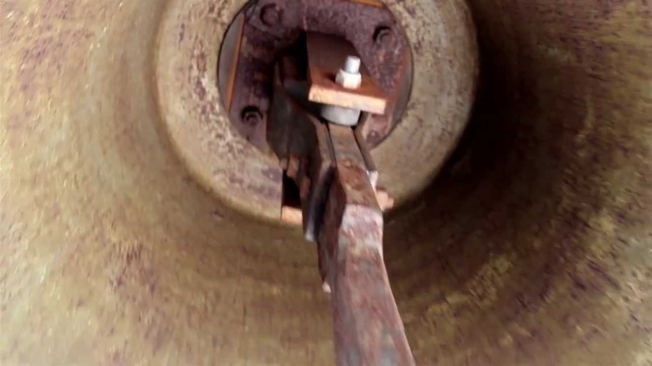 370 Up close image of the steel bell clapper interior - YouTube