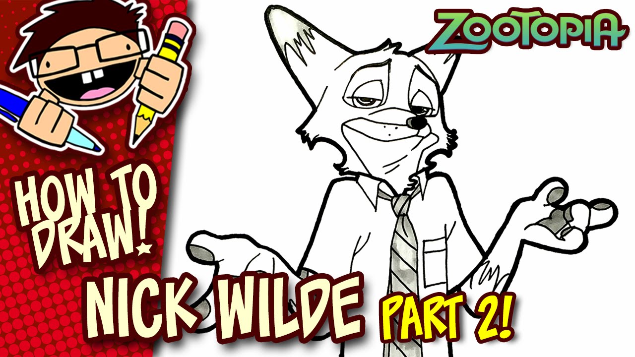 How to Draw NICK WILDE (ZOOTOPIA) Step-by-Step Tutorial, Part 2 - YouTube
