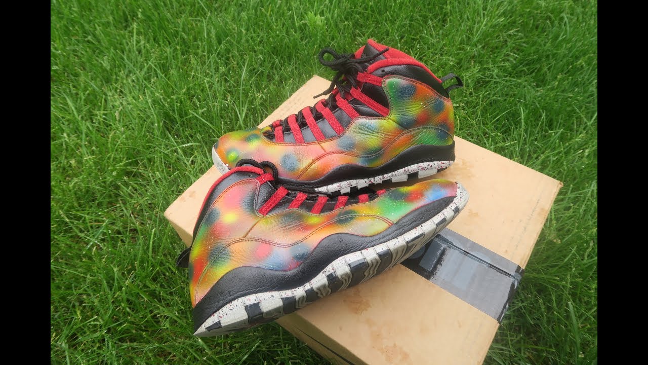 CUSTOM JORDAN 10s | Multi Colored Rainbow Custom + Time Lapse - YouTube