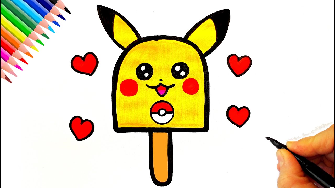 Pikaçu Dondurma Çizimi - Kolay Pikaçu Çizimi - Pikachu Çizimi - Pikaçu ...