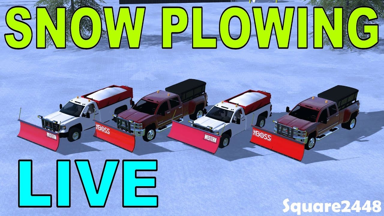 Farming Simulator 17 Live | Snow Plowing | Chevy | GMC | Boss Plows ...