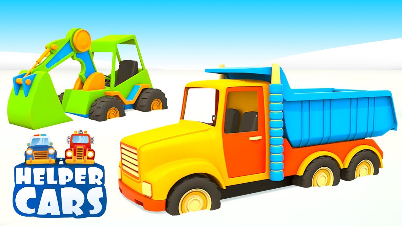 Helper Cars winter episode | A snowplow, a truck for kids, an excavator ...