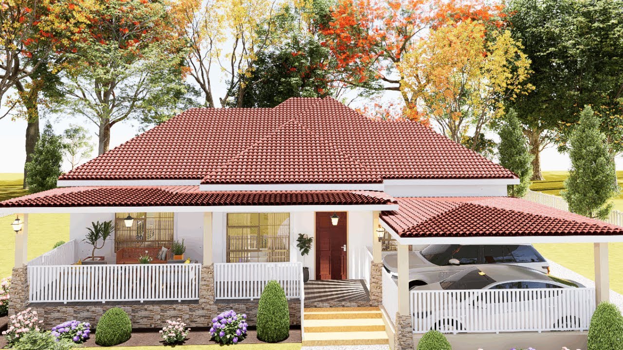A Small 3 bedroom house design idea with exterior, interior and floor ...