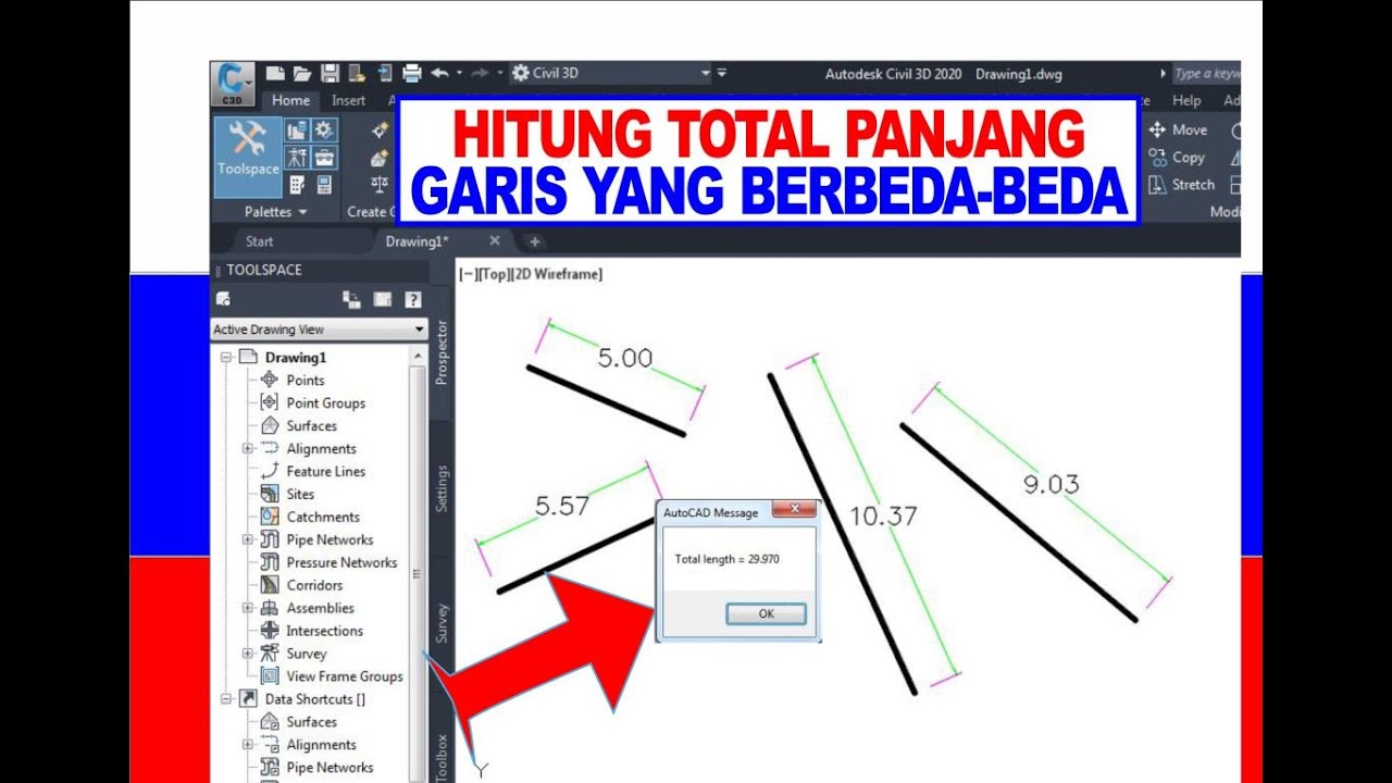 Hitung Total Panjang Semua Garis-Culculate All Lines Autocad & Civil 3D ...