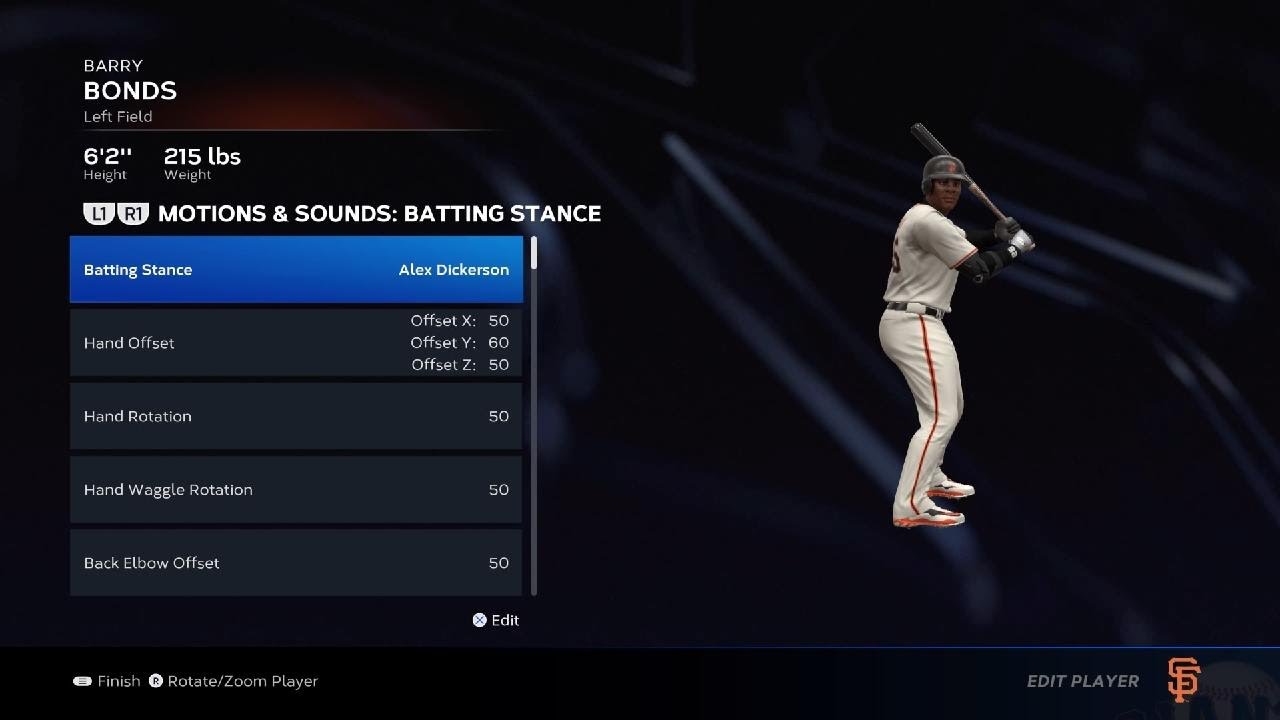 MLB The Show 23 Barry Bonds Batting Stance Option 2 - YouTube