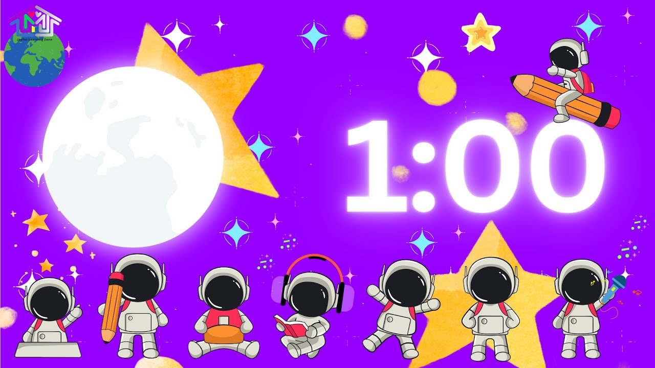 1-MINUTE COUNTDOWN TIMER WITH ALARM| SPACE | ASTRONAUT 🤍🎼⏰ 👨🏼‍🚀🌎 🌕 ...
