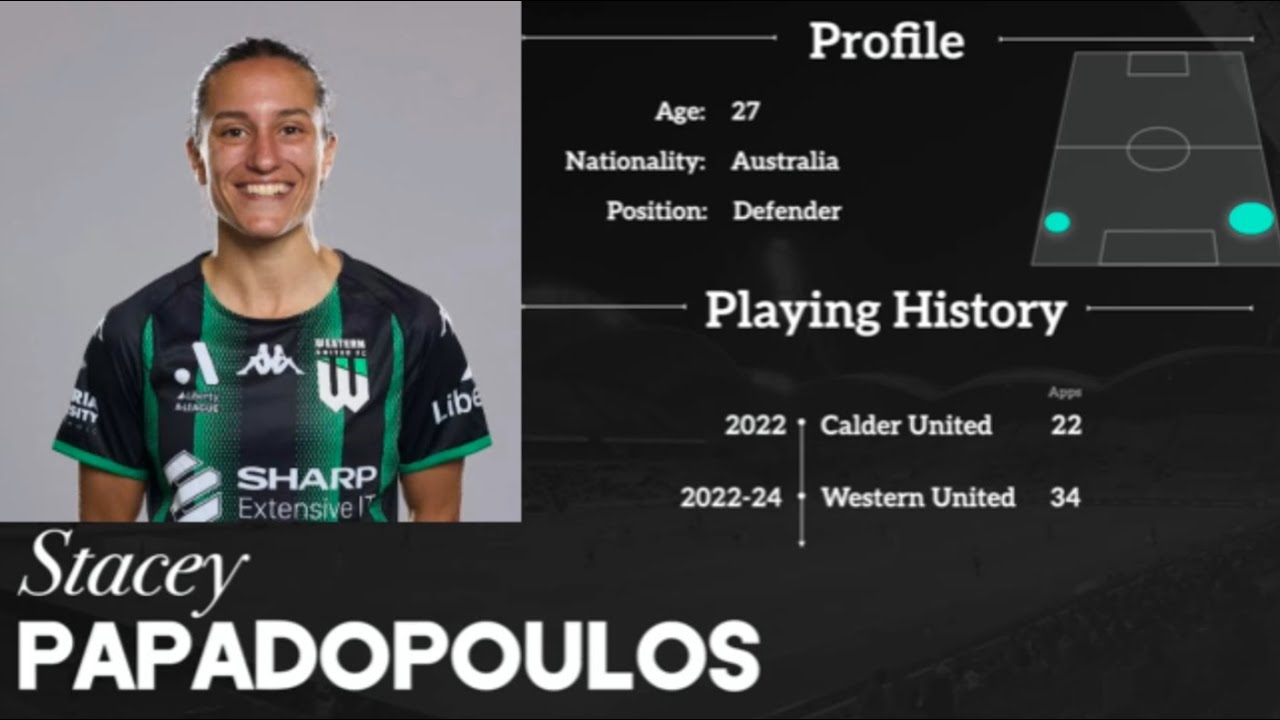 Stacey Papadopoulos Football Highlights 2023-24 - Western United Defender - A-League Women ...