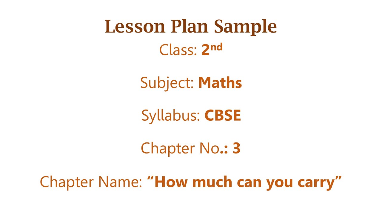 2nd CLASS MATHS LESSON PLAN / HOW MUCH CAN YOU CARRY - YouTube