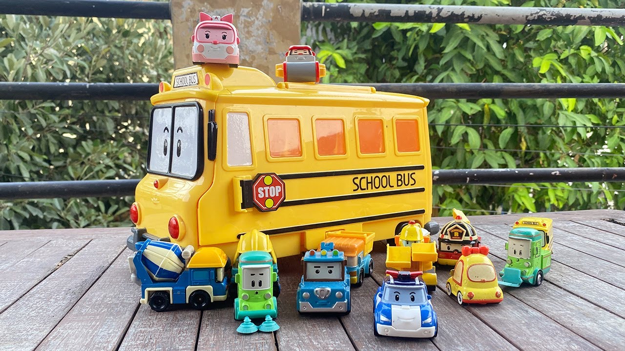 Robocar Poli School Bus Carrier Mini Car Toys Review | Fun Toy Unboxing ...