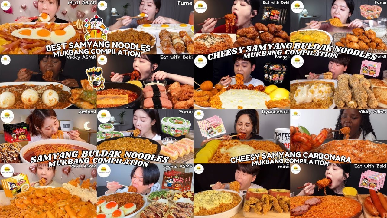 ASMR | 1 HOUR BEST MUKBANGERS VS BULDAK FIRE NOODLES MUKBANG ...