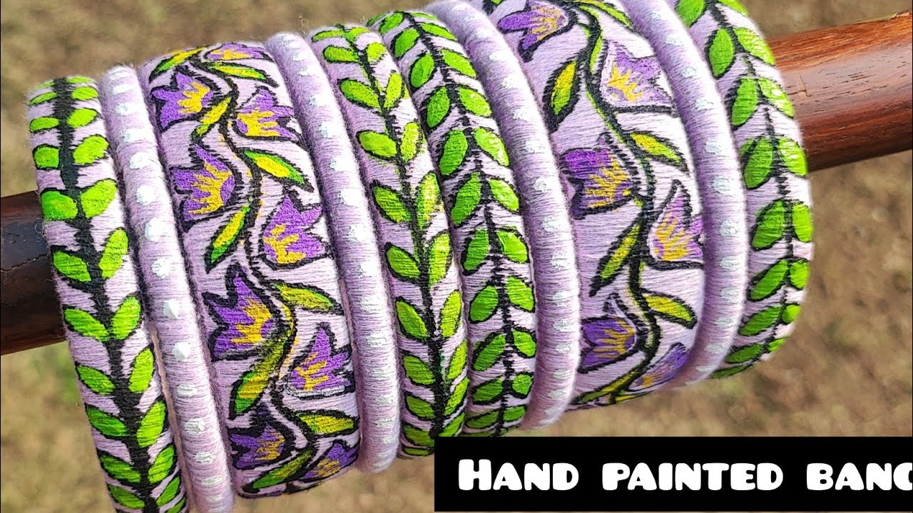 Hand Painted cotton thread bangles : how to paint cotton thread bangles #bangles #handmade #diy ...