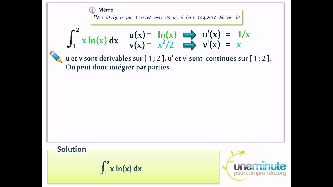 Intégration Par Parties - Une Minute Pour Comprendre - YouTube