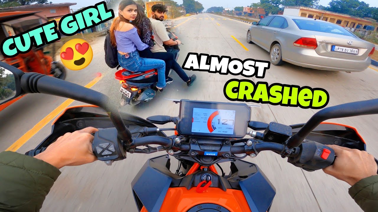 Almost Crashed Duke 390 | Cute Girl Reaction | Drag Race | Duke 390 ...