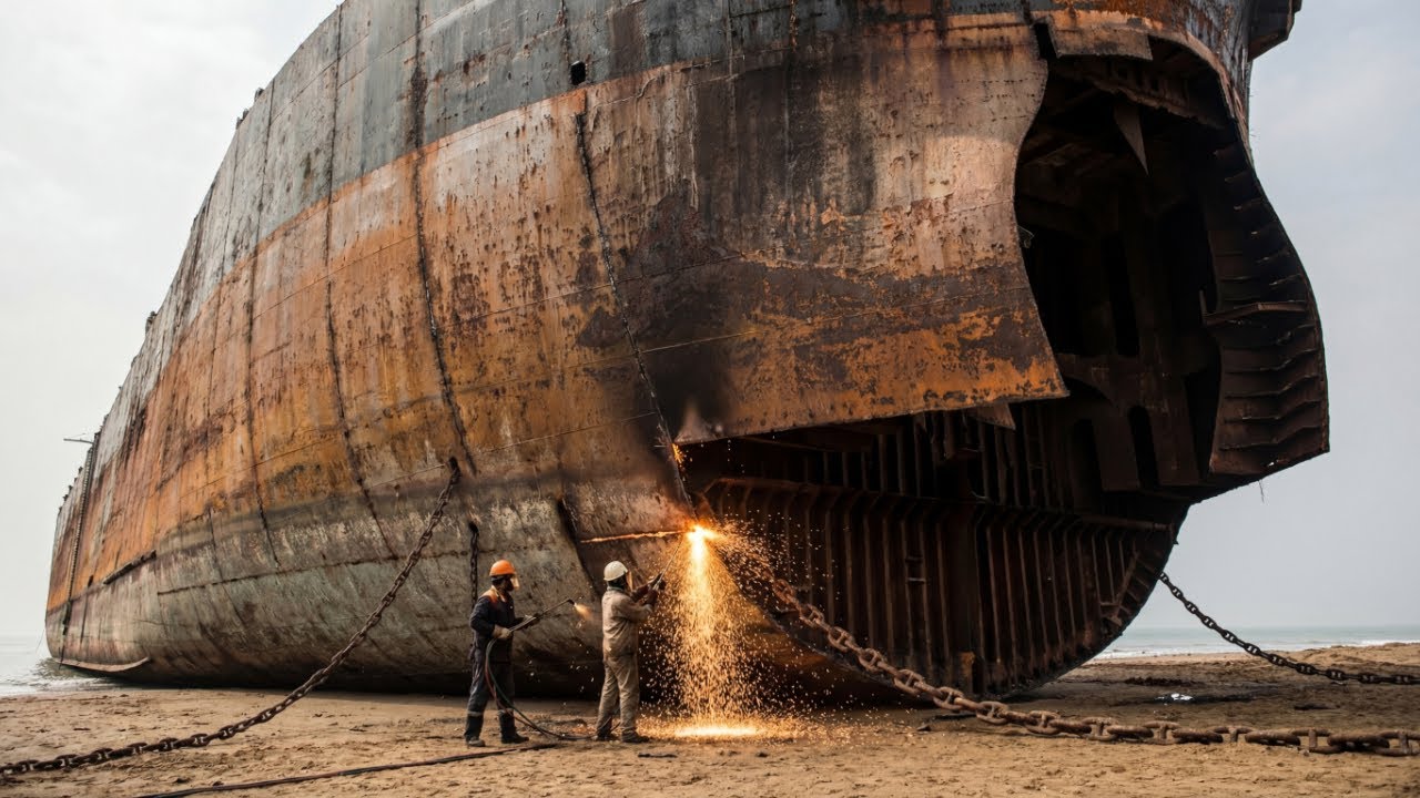 Why Ships Are Still Scrapped by Hand - YouTube