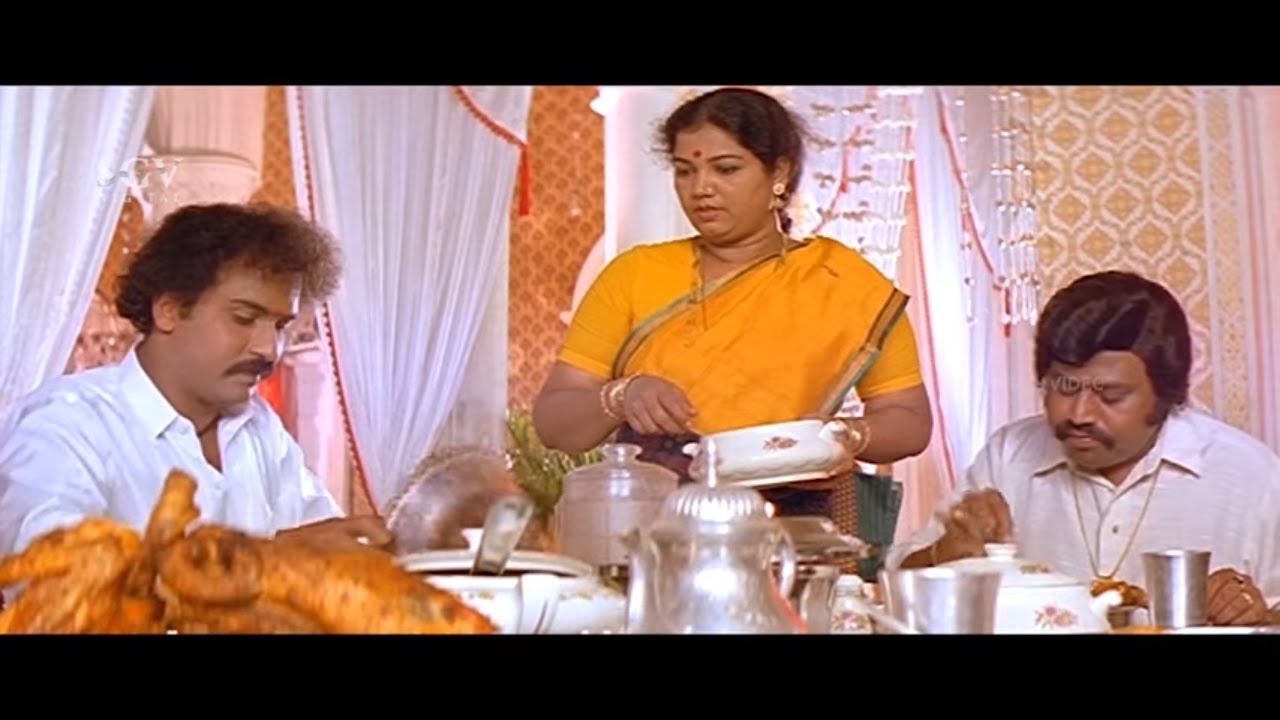 Ravichandran Eating Full Grilled Chicken At Malashree Home - Ramachari ...