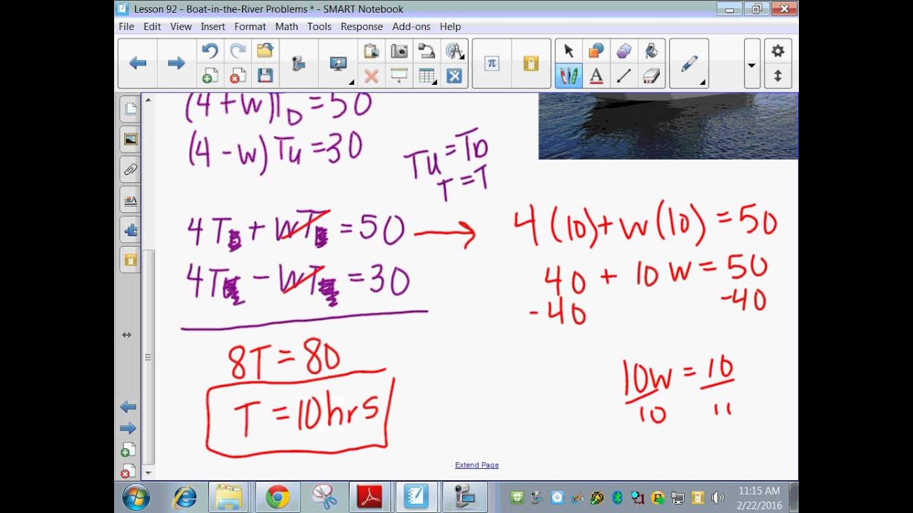Saxon Algebra 2 - Lesson 92 - Boat in the River Problems - YouTube