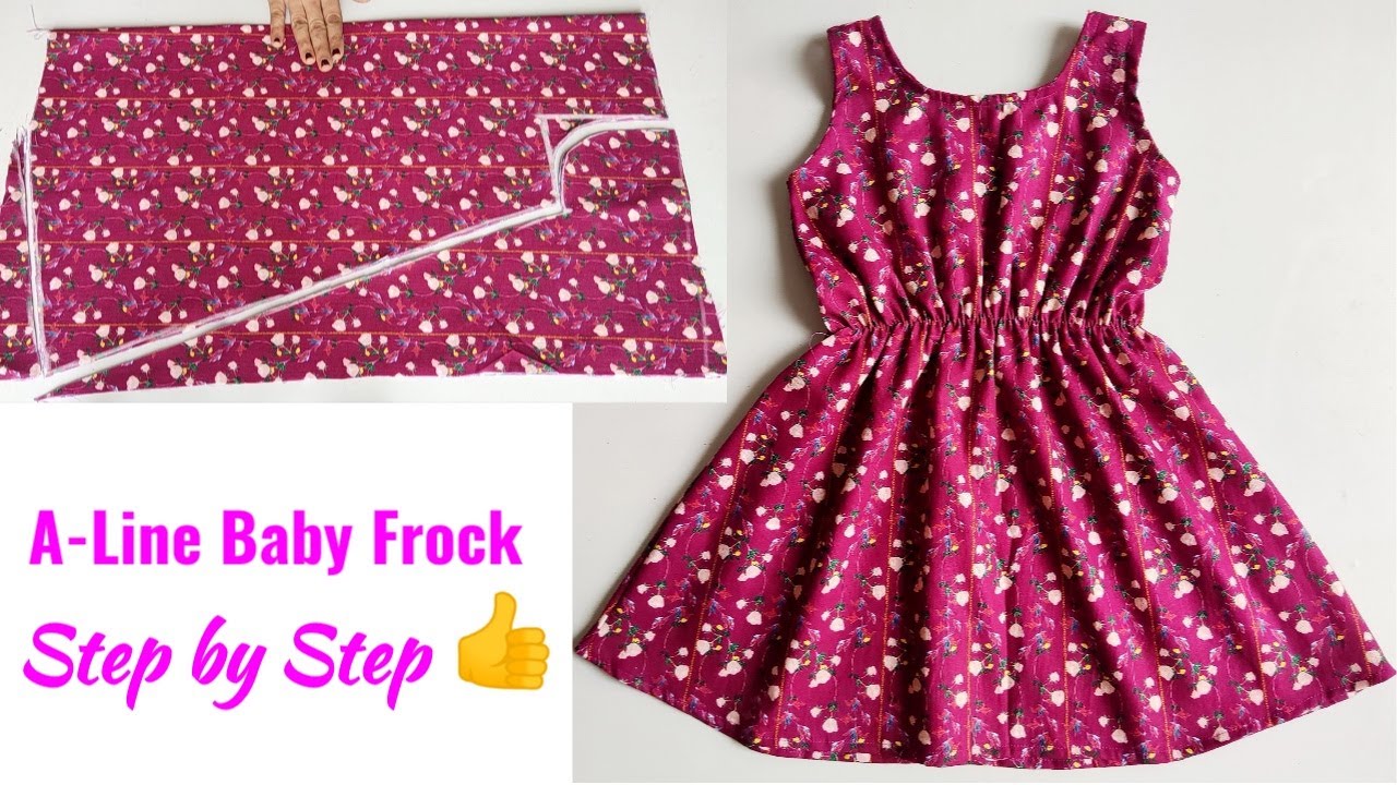A-Line Baby Frock Cutting And stitching Very Easy | Waist Elastic Baby ...