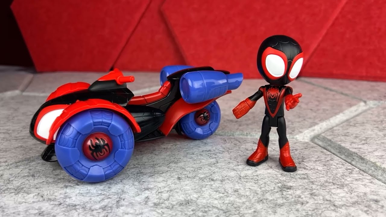Miles Morales Spidey Toy Review - Marvel Techno-Racer with 4 Inch Miles ...