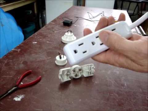 Wiring a New Zealand Plug to a North American Power Bar - YouTube
