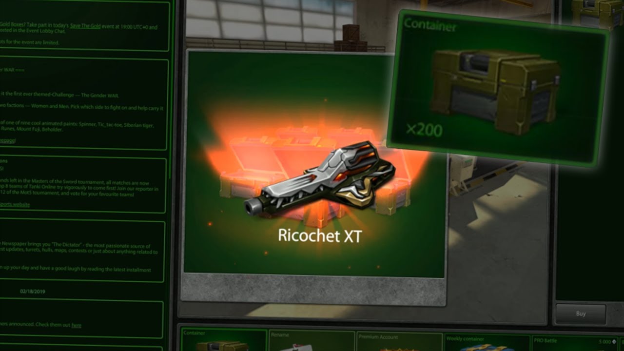 Tanki Online Opening Ricochet XT on Containers! - YouTube