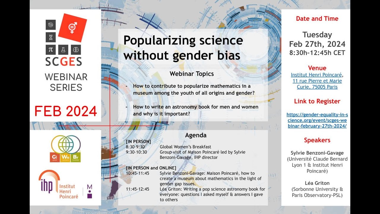 SCGES Webinar February 27th 2024: Popularizing science without gender ...