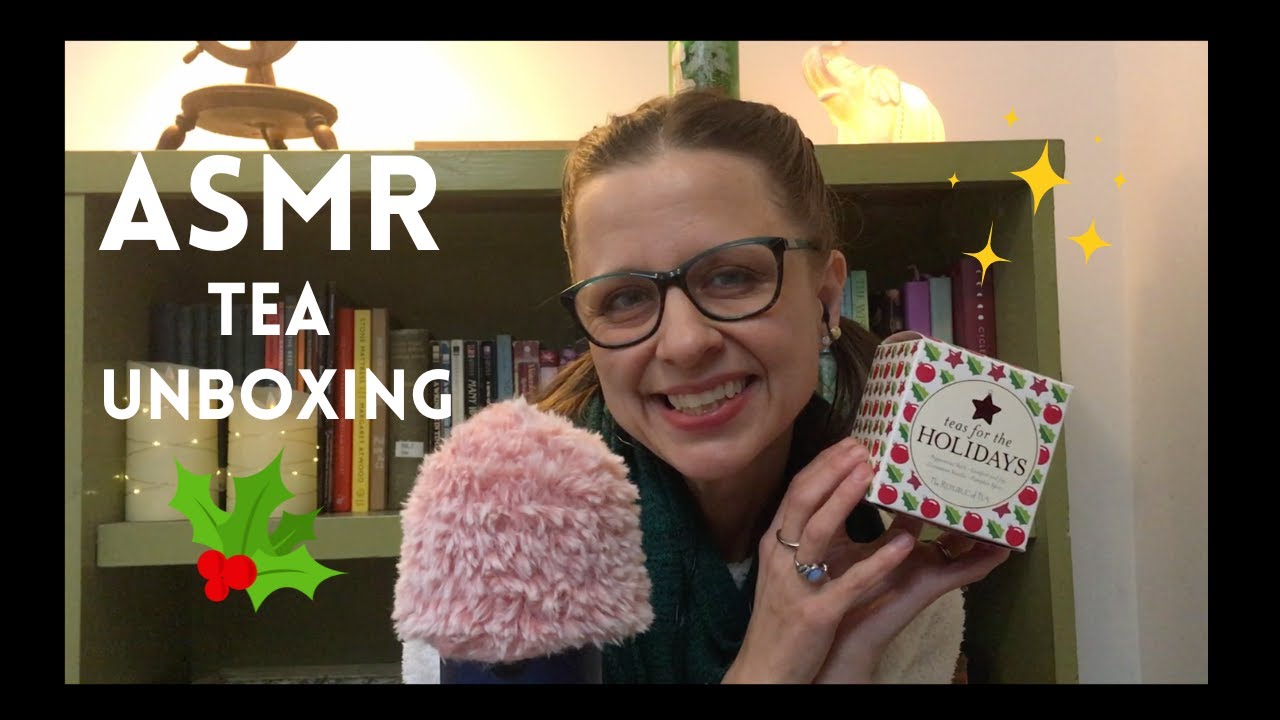ASMR Unboxing Holiday Tea Sampler🎄 ️ crinkling, tapping, tracing, soft spoken ramble ...
