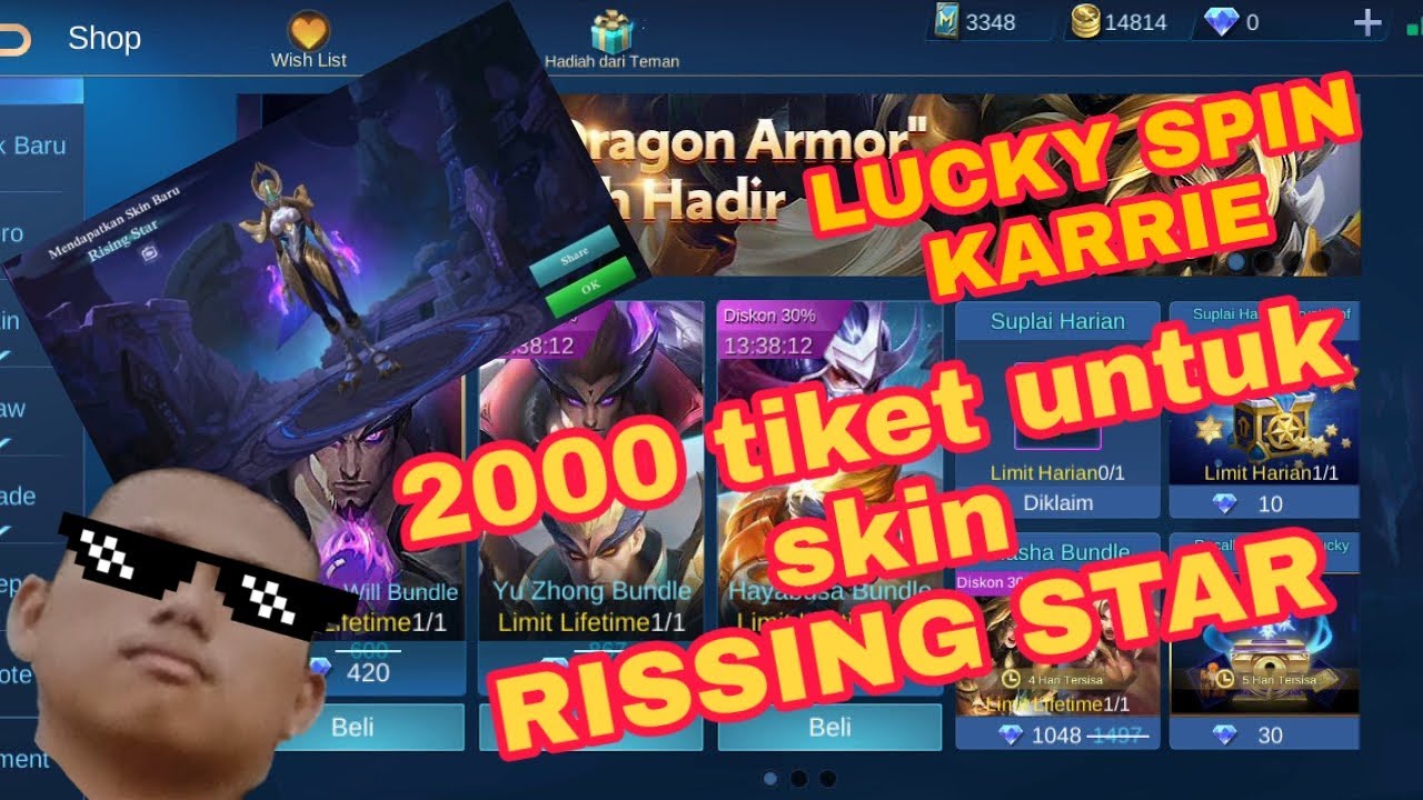 LUCKY SPIN 2000 TIKET UNTUK SKIN KARRIE [ RISING STAR ] - YouTube