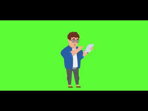 Green screen Cartoon Singer using tablet | Green screen character Boy ...