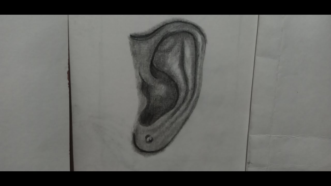 Draw an ear. How to draw an ear wearing earing/tops. Very easy for ...