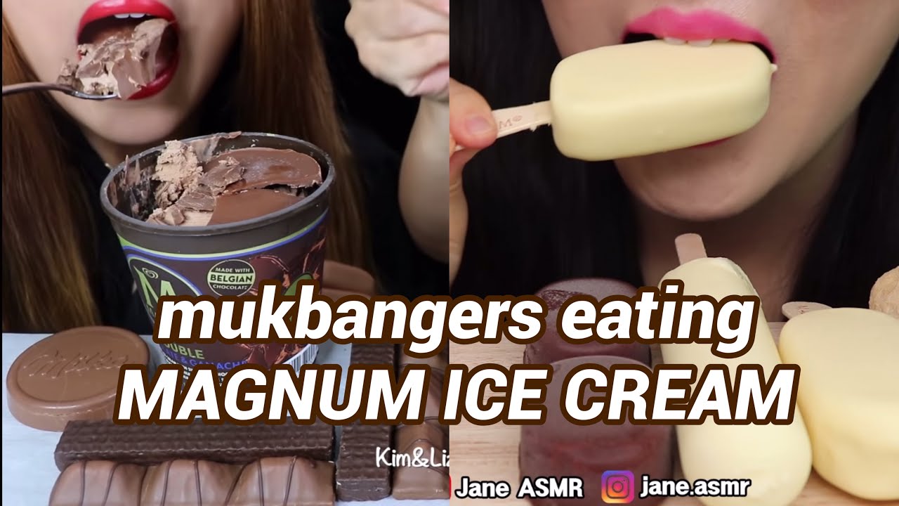 mukbangers eating MAGNUM ICE CREAM - YouTube