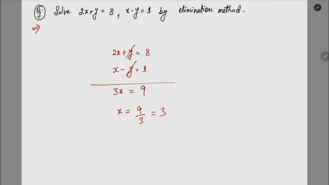 Solve 2x y 8 X Y 1 By Elimination Method Pair Of Linear Equations solve-2x-y-8-x-y-1-by-elimination-method-pair-of-linear-equations