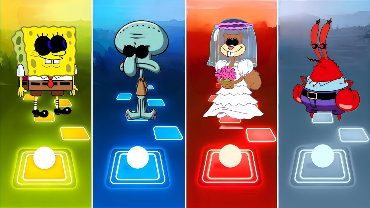 Sandy Cheeks Exe 🆚 Mr Krabs Exe 🆚 Spongebob Exe 🆚 Spongebob | Tiles Hop ...