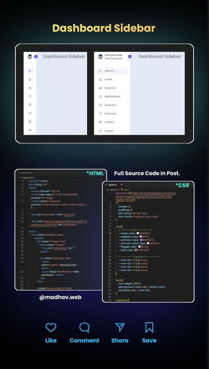 Day 3 - Sidebar Source Code #html #css #shorts - YouTube