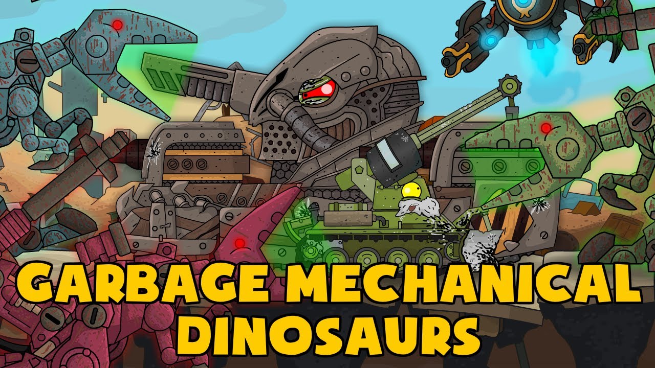 Garbage mechanical dinosaurs - Cartoons about tanks - YouTube