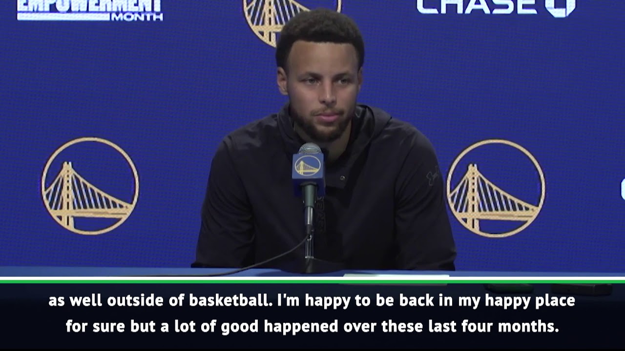 Steph Curry delighted to be 'back in his happy place' after Warriors ...