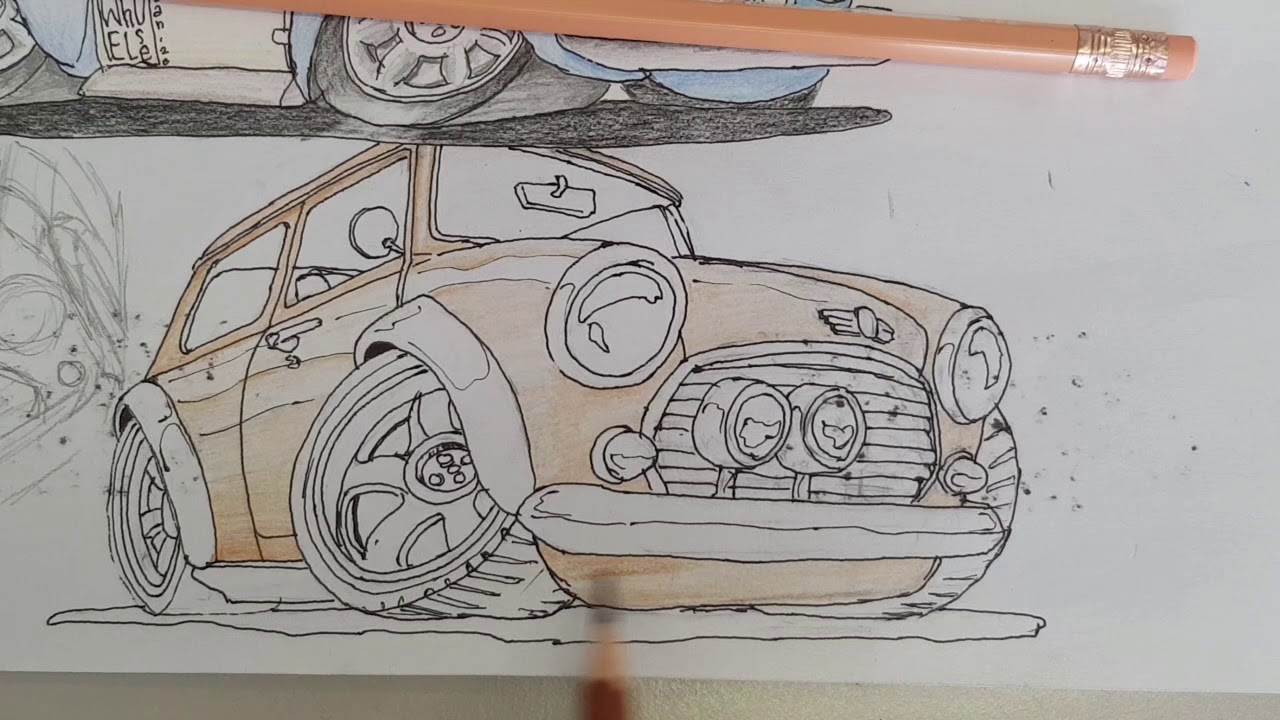 Drawing a classic Mini (coloring 1) - YouTube