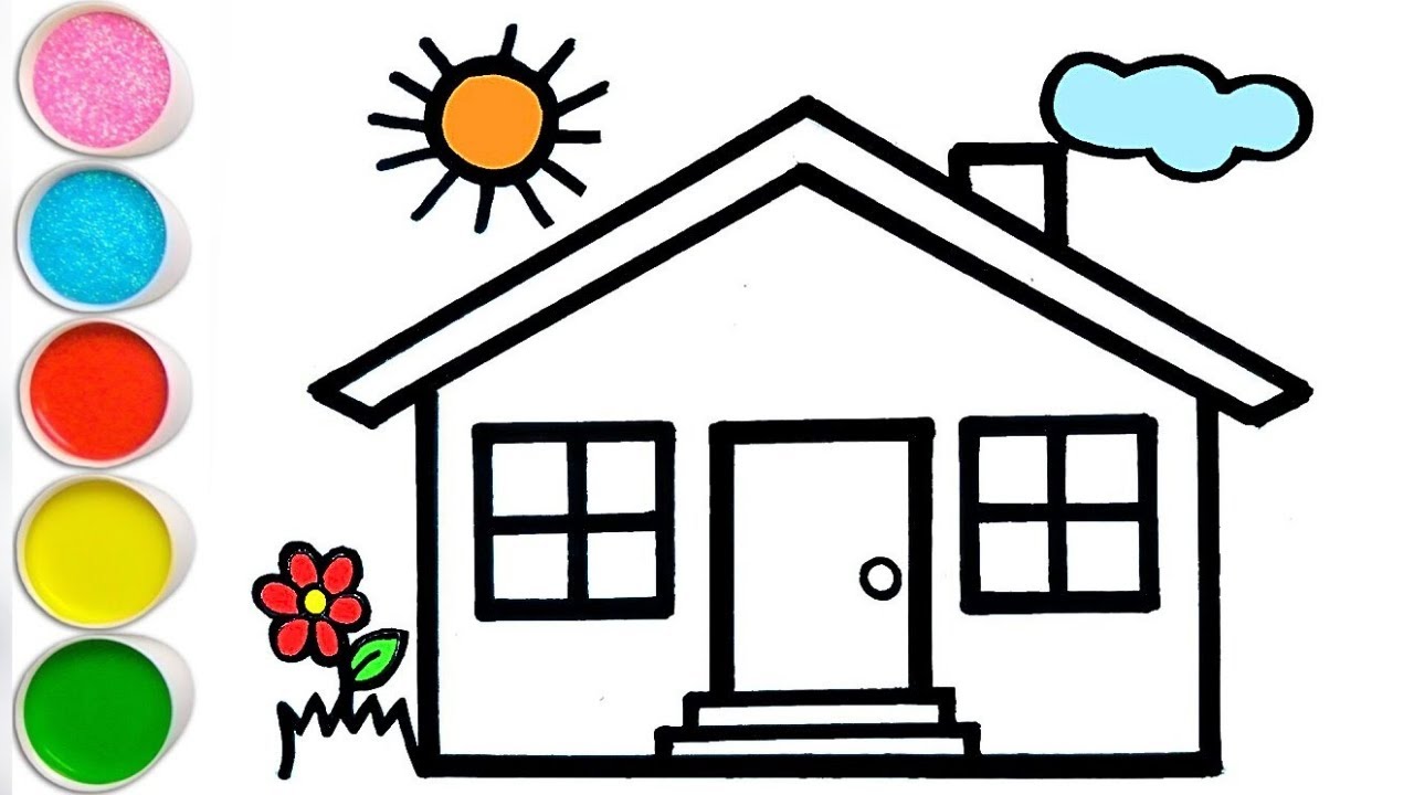 Colorful House Drawing Painting and Coloring for Kids and Toddlers ...