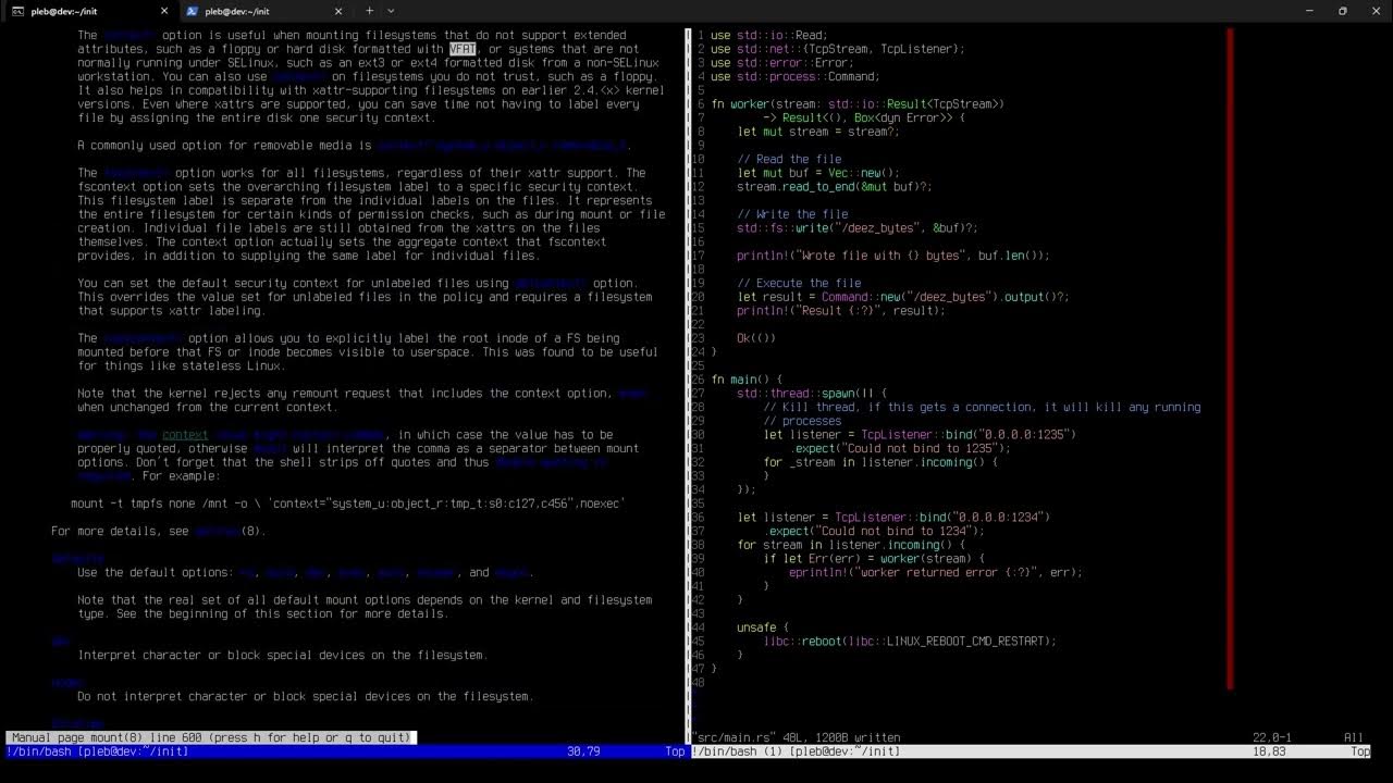 Atomic data structure dev, custom Linux /sbin/init (Part 2/2) - YouTube