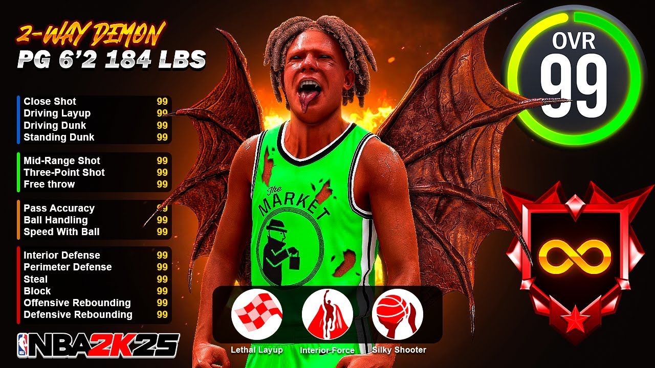 *NEW* ULTIMATE 2-WAY DEMON BUILD on NBA 2K25 (Best Jumpshot, Dunk ...