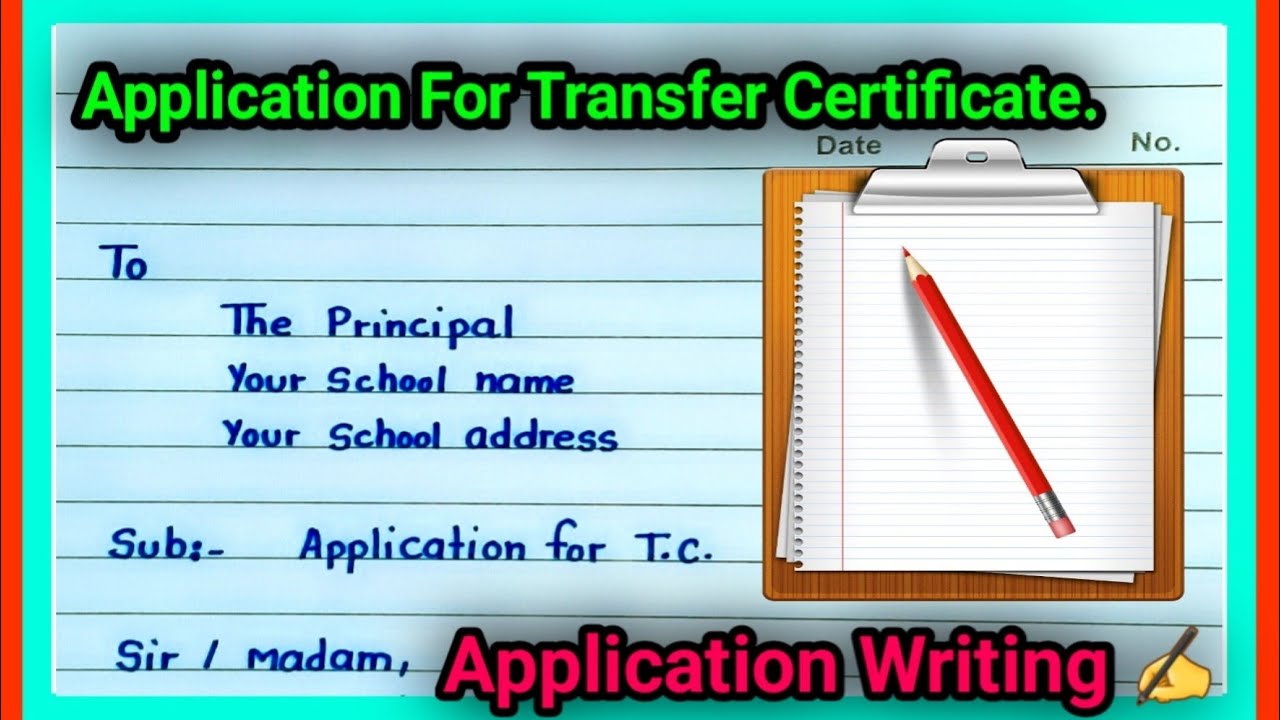 application for tc ||application for transfer certificate in english ...