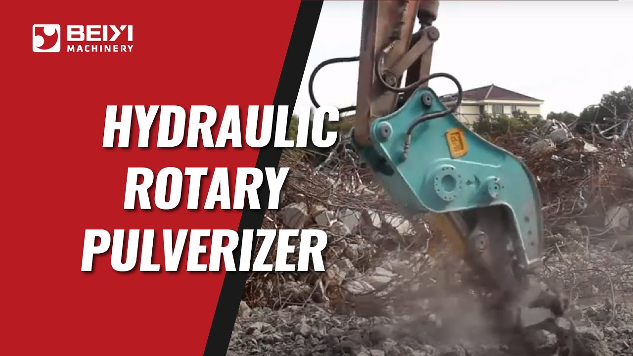 BEIYI Hydraulic Rotating Pulverizer concrete cutter - YouTube
