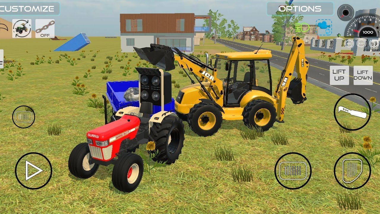 JCB 3DX & tractor trolley working game video 3d😈indian vehicle ...