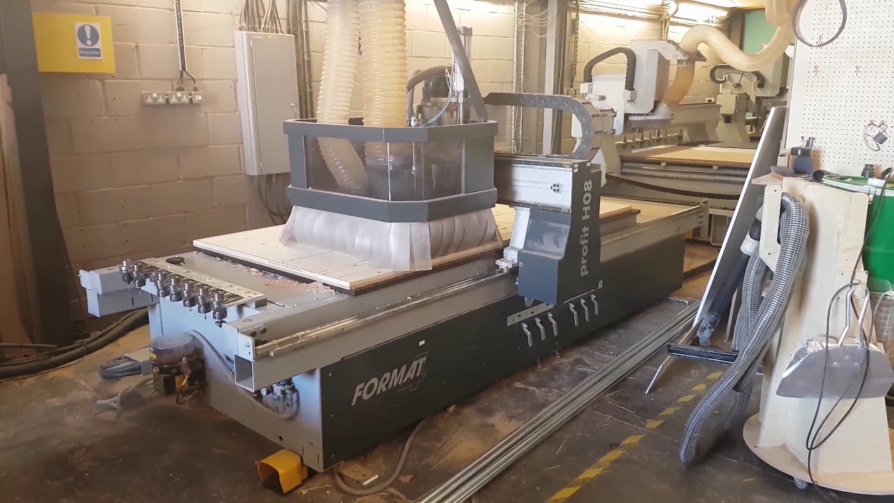 CNC router machining birch plywood for Accustom - YouTube