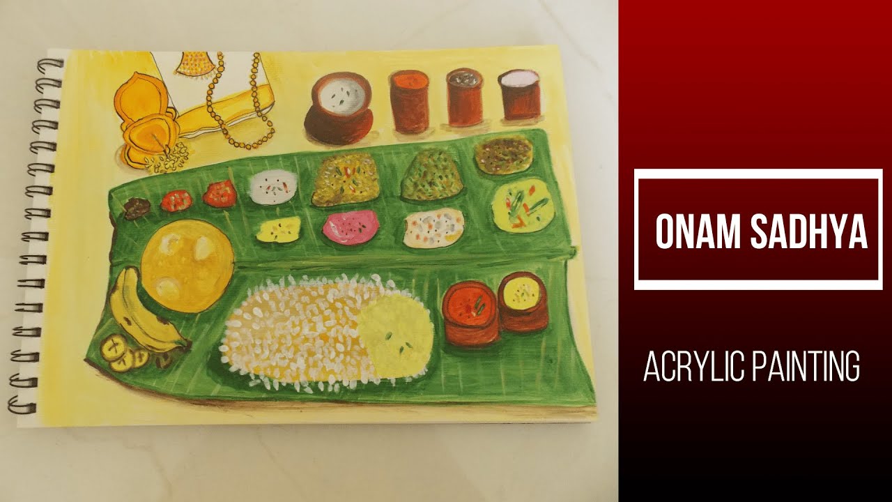 ONAM SADYA Acrylic Painting/ Onam special painting 2020 - YouTube