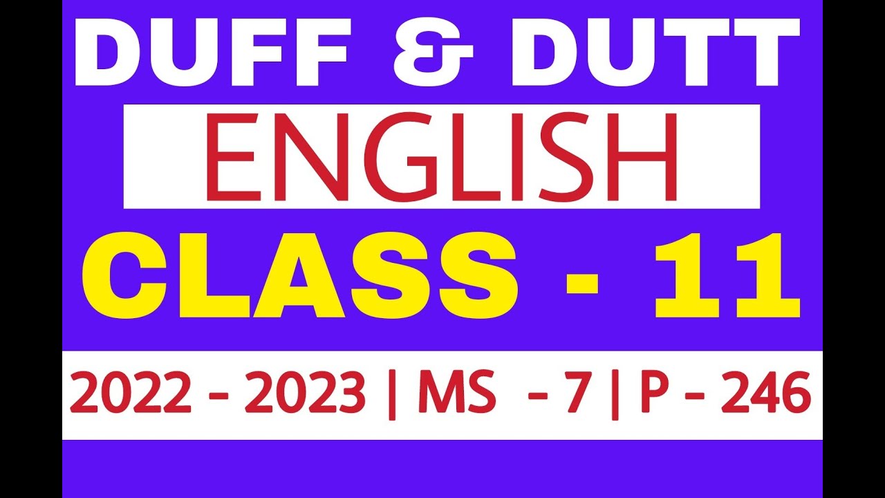 Class 11 English | Duff and Dutt English Question Bank 2022 - 2023 | MS ...