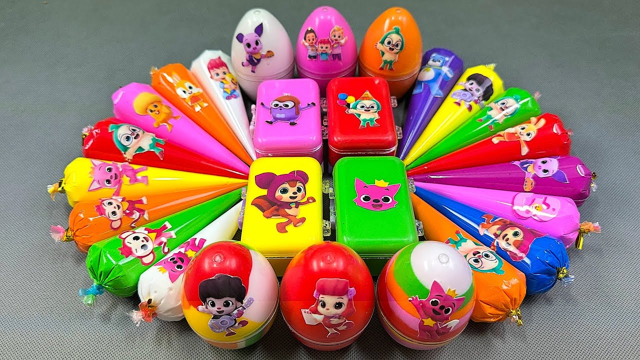 Pinkfong Slime with Rainbow Eggs Jeni, Hogi, and Bebefinn’s Colorful ...