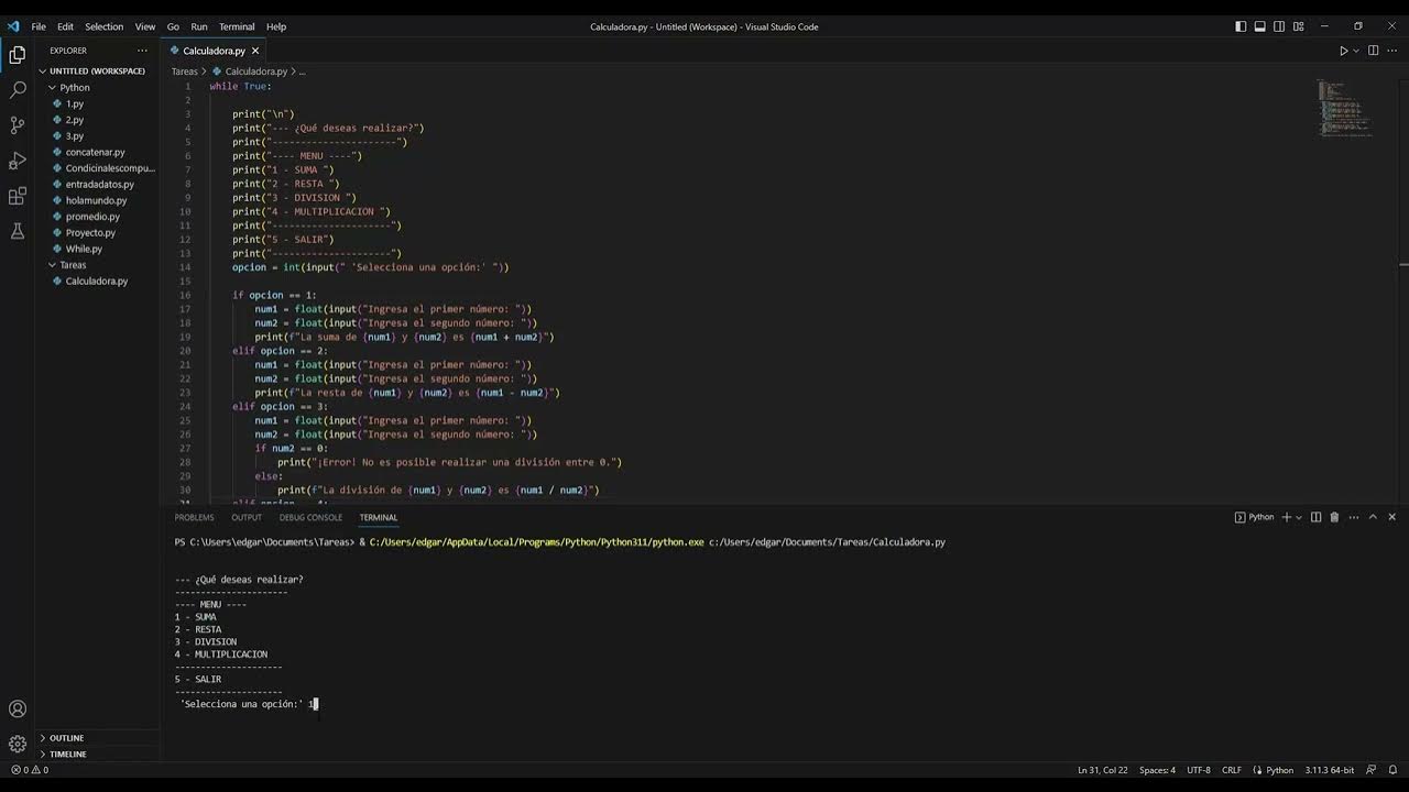 Calculadora Visual Studio Code / Python - YouTube